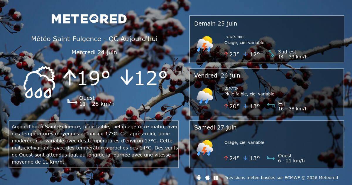 Météo Saint-Fulgence - QC heure par heure - Meteored France